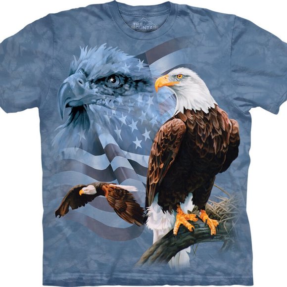 The Mountain | Shirts | Majestic American Bald Eagle Bird Faded Flag ...